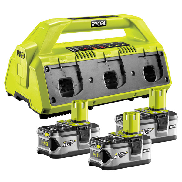 Ryobi ONE+ 6-Port Battery Charger Kit (3 x 4.0Ah) 18V RC186PLUS3