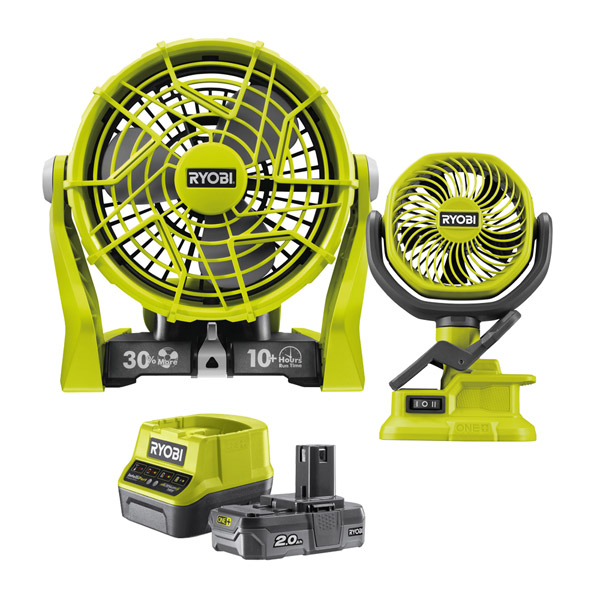 Ryobi ONE+ Fan & Clamp Fan Twin Pack 18V 2.0Ah Kit
