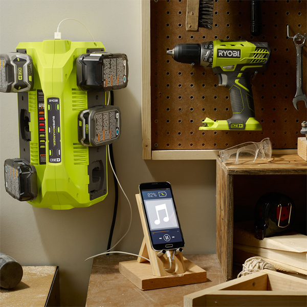 Ryobi RC18627 18V ONE+ 6-Port Charger 4.0Ah Kit